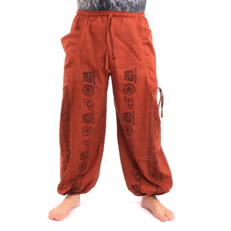 Jing Shop - harem pants meditation pants Om Dharmachakra feet Buddhas ...